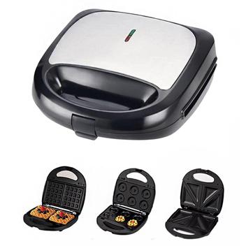 Maquina 3 Em 1 Para Sanduíches Waffles Donuts Antiaderente Elétrica ...