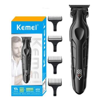 Máquina de Acabamento Profissional Barbeiro Kemei KM-2269 5W Recarregável Com Display - Aparador ...