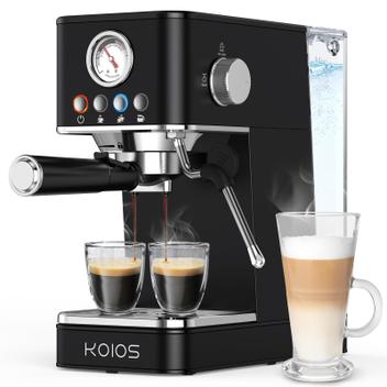 Máquina de café expresso KOIOS 20 Bar com batedor de leite preta - Cafeteira Nespresso ...