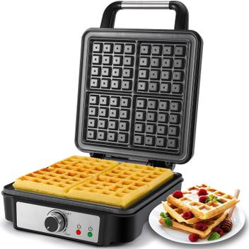 Máquina de Waffles MONXOOK SW-2130M - 4 Fatias, Antiaderente, 1200W ...