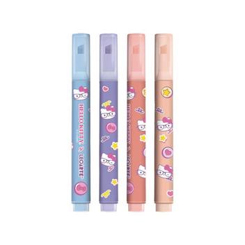 Marca Texto Escolar Hello Kitty Estojo 4 Cores Ponta Chanfrada LEO&LEO ...