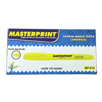 Marcador de Texto Masterprint Ponta Chanfrada 12 Uni Amarelo Neon ...