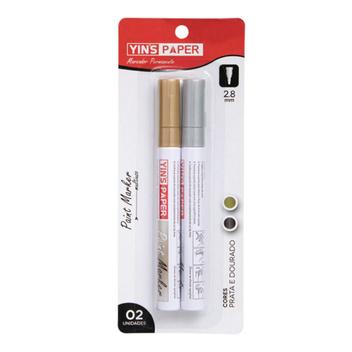 Marcador Permanente Multiuso Prata e Dourado Yins Paper - Tinta para ...