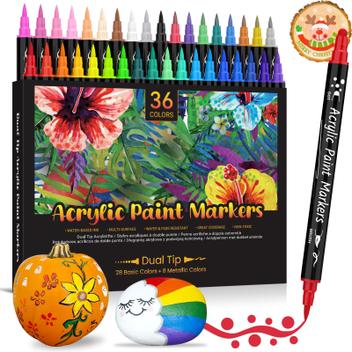 Marcadores de Tinta Acrílica AKARUED - 36 Cores para Pintura em Rocha ...