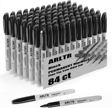 Marcadores Permanentes ARLTR Fine Tip Pretos - Pacote com 84 Unidades ...