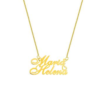 Maria helena colar de nome folheado a ouro 18k - constelação joias ...