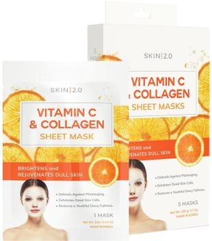 Máscara Facial de Sheet Mask Skin 2.0 - Vitamina C e Colágeno (5 ...