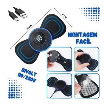 Massageador com Eletroestimulação Muscular Recarregável para Dor Costas ...