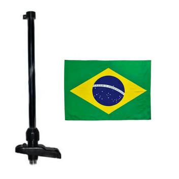 Mastro Porta Bandeira Retrátil Preto + Bandeira do Brasil - RM Náutica ...