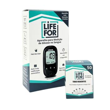 Medidor de Glicose Life For Digital Completo 60 tiras 10 lancetas ...