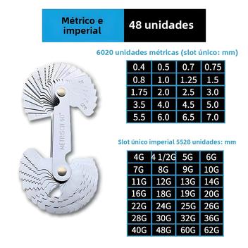 Medidor De Rosca Métrica Em Polegadas, Engrenagem, Parafuso, Passo ...
