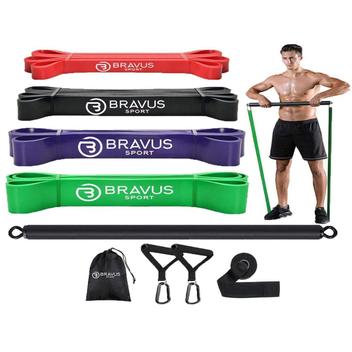 Mega Kit 4 Super Bands + Barra De Exercícios Desmontável - Bravus Sport ...