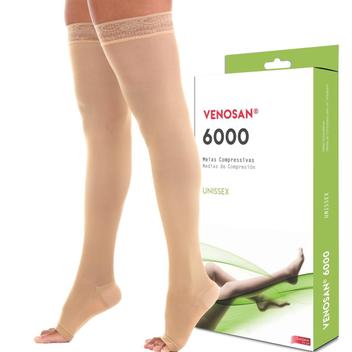 Meia Compressiva 6000 AGH 7/8 Meia Coxa 20-30 mmHg Pé Aberto Bege - Venosan - Meia - Magazine Luiza