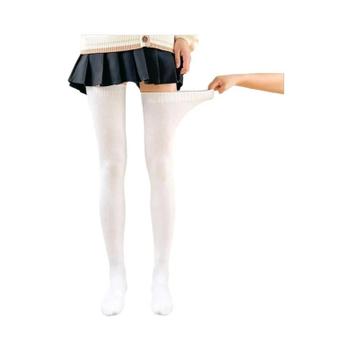 Meias Femininas plus Size Sexy Preto Branco Acima Do Joelho Aquecedores ...