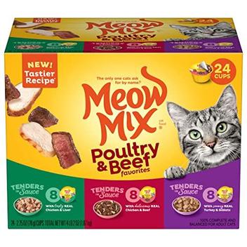 Meow Mix Tender Favorites Mow Cat Food, Poultry & Beef Variety Pack, 2 ...