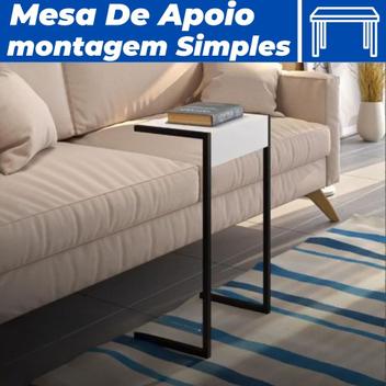 Mesa Apoio Lateral leitura Notebook Café 44X72 Industrial Moderno ...