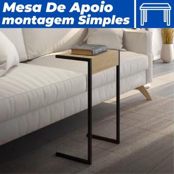 Mesa Apoio Lateral leitura Notebook Café 44X72 Industrial Moderno ...