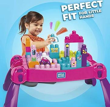 Mesa Build 'n Learn, 30 peças, portátil, para maiores de 1 ano, rosa ...