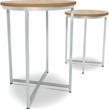 Mesa De Canto Dupla Gana Redonda Decoração Para Sala Branco/Jade ...
