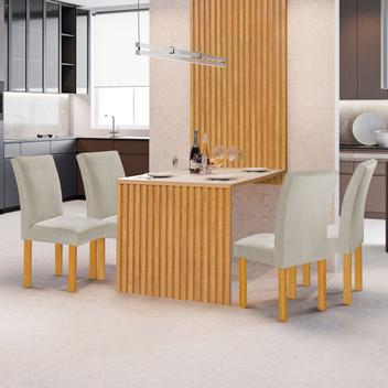 Mesa de Jantar 4 Lugares Bella Canela com Vidro Ripado Cinamomo/Off ...