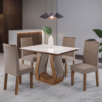 Mesa de Jantar 4 Lugares Split Imbuia/Veludo Tabaco/Branco - Viero ...