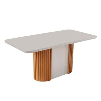 Mesa De Jantar Aspen 180cm Tampo Mdf E Vidro Canto Copo Naturalle /off ...