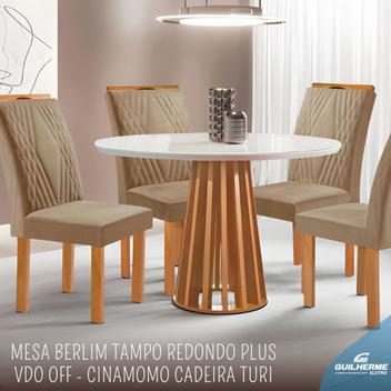 Mesa de Jantar Berlim Tampo vidro Plus - CInamomo Cadeira Turim- Cel Móveis - Cell Moveis - Mesa ...