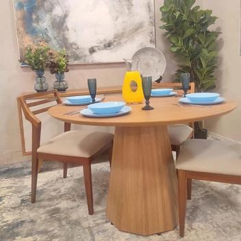 Mesa de Jantar Cone Base Mel Oitavada Tampo Redondo 1,00m Laminado **somente a Mesa** - J&M ...