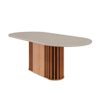 Mesa de Jantar Oval com Tampo de Vidro Julieta Cinamomo e Off White 210 ...