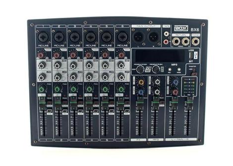 Mesa de Som Boxx BX6 com 6 Canais, Bluetooth, USB, MP3, Rec, FX e Interface - Mesa de Som ...