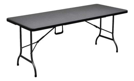 Mesa Dobrável Preta Vira Maleta Com Alça Versátil 1,80m Premium ...