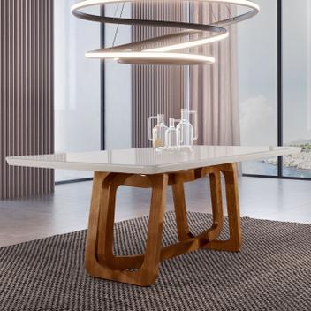 Mesa em Madeira Maciça 180x90cm Tampo Vidro Genova - Mobilare - Mesa de ...