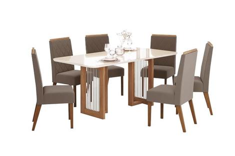 Mesa Jantar Yara 180 6 Cadeiras Nina Amendoa - Henn - Mesa de Jantar ...