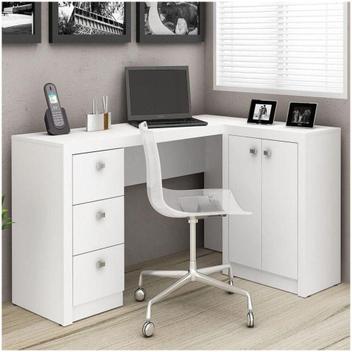 Mesa para Home Office com Gavetas e 02 Portas - branco - TECNO MOBILI ...