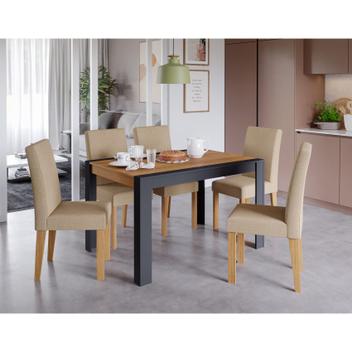 Mesa para Sala de Jantar Grace 130 x 90 cm 100% MDF e 6 Cadeiras Maia ...