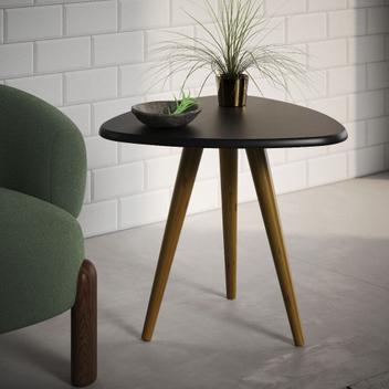 Mesa Retrô Lateral Gabriela Pé Palito Tampo de Madeira Triangular ...