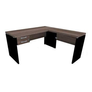 Mesa Secretaria Pe40 120X60x90 Com 2 Gavetas Em L Walnut E Preto Pandin ...