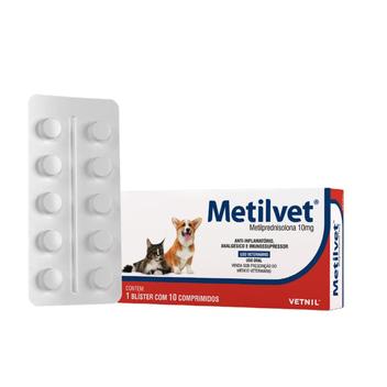Metilvet 10mg Anti Inflamatório Vetnil 10 Comprimidos - Anti ...