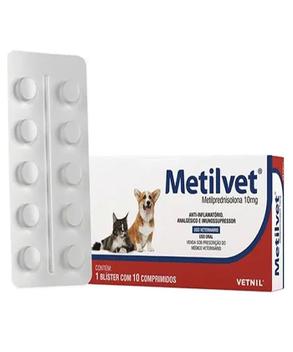 Metilvet 10mg Anti-inflamatório Vetnil C/ 10 Comprimidos - Anti ...