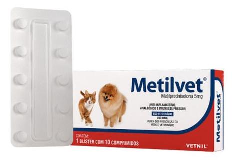 Metilvet 5mg Vetnil Para Cães E Gatos 10 Comprimidos - Anti ...