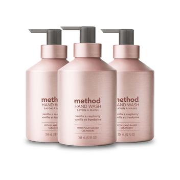 Método de sabonete para mãos em gel Vanilla + Raspberry 360ml x3 ...
