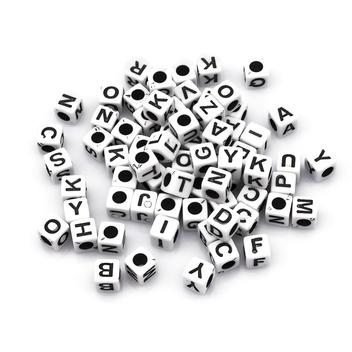 Miçanga Letras Alfabeto Quadrada Branca 500g - omega kids - Miçangas ...