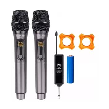 Microfone De Mão Sem Fio Duplo Uhf Recarregavel Semi Profissional ...