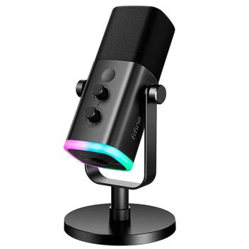 Microfone Dinâmico Gamer Fifine Ampligame, RGB, Cardióide, USB-C, Anti-Ruído, Para Streaming ...