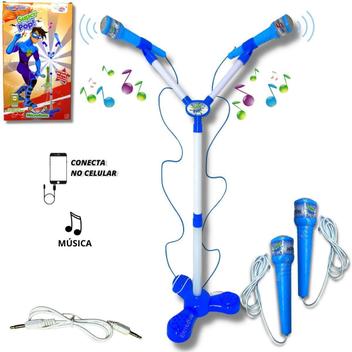 Microfone Duplo Infantil Com Pedestal - Menina - Europio - Microfone de ...