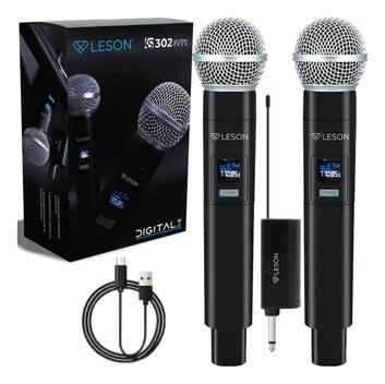 Microfone Sem Fio Duplo Ls302 Pk 2.4 Karaokê - Leson - Microfone ...