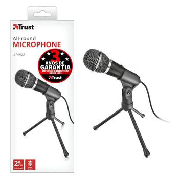 Microfone Trust Starzz T21671 P2 Preto 2,5m de Cabo + Adaptador e Tripé ...