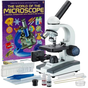 Microscópio AmScope M150C-SP14-WM 40X-1000X com Kit de Lâminas ...