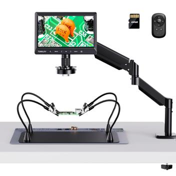 Microscópio digital TOMLOV DM702 Flex-S 10.1 com mãos que ajudam ...