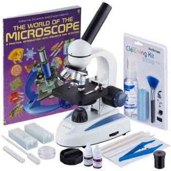 Microscópio Estudantil Amscope M158C-SP14-CKI-WM - 40X-1000X - Camping ...